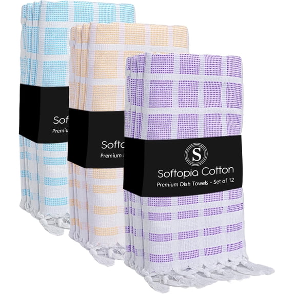 Lemon Yellow & White Buffalo Check Kitchen Towels, 16x26", 4-Pack ...