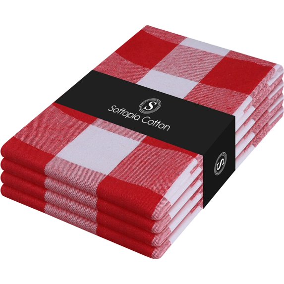 Lemon Yellow & White Buffalo Check Kitchen Towels, 16x26", 4-Pack ...