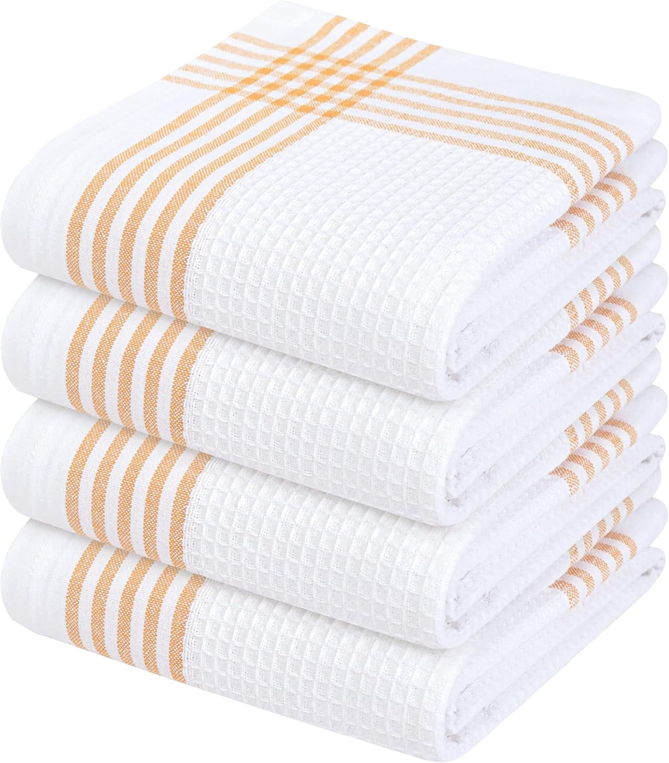 Lemon Yellow & White Buffalo Check Kitchen Towels, 16x26", 4-Pack ...