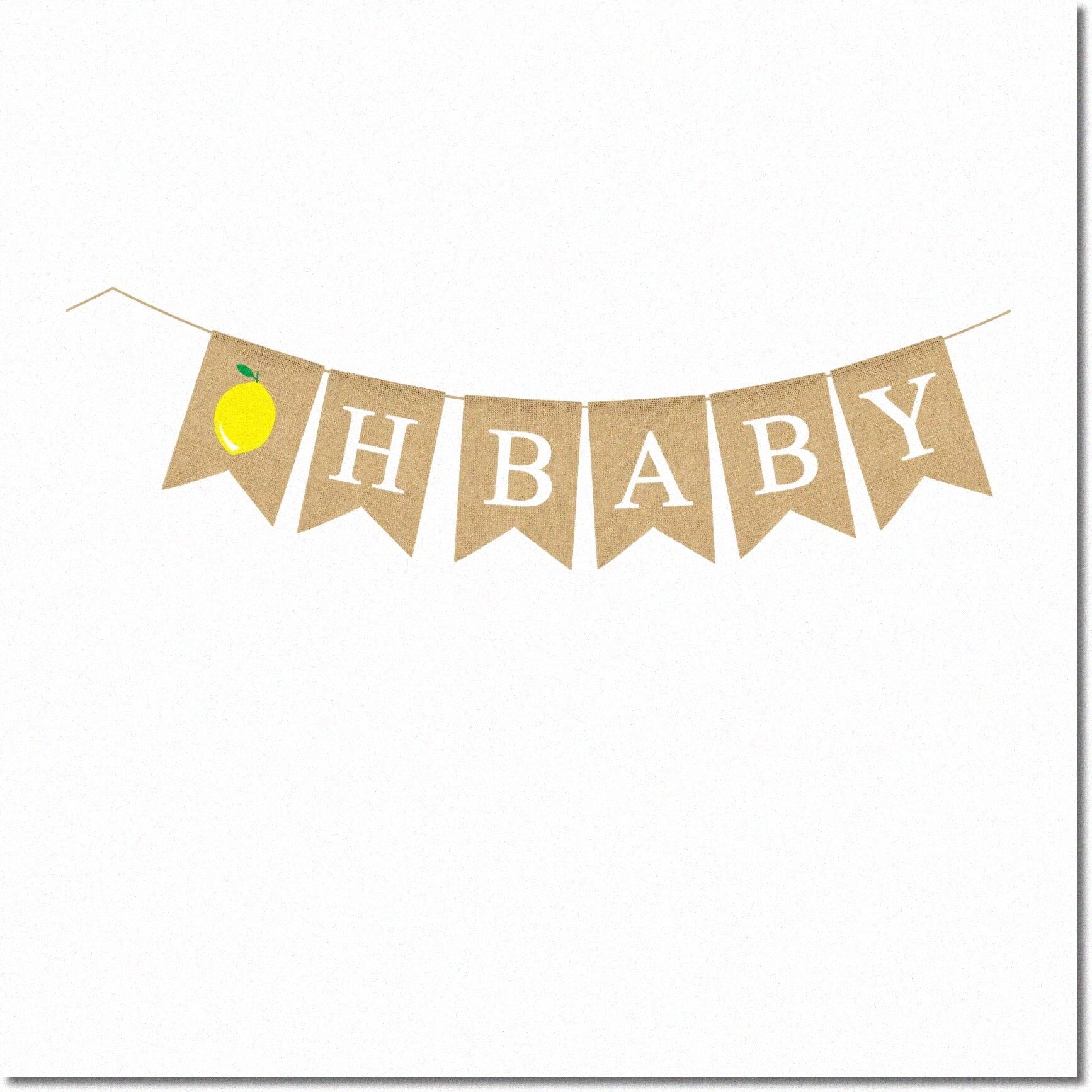 Lemon Zest Jute Burlap Banner - Delightful Baby Shower Party Decoration ...