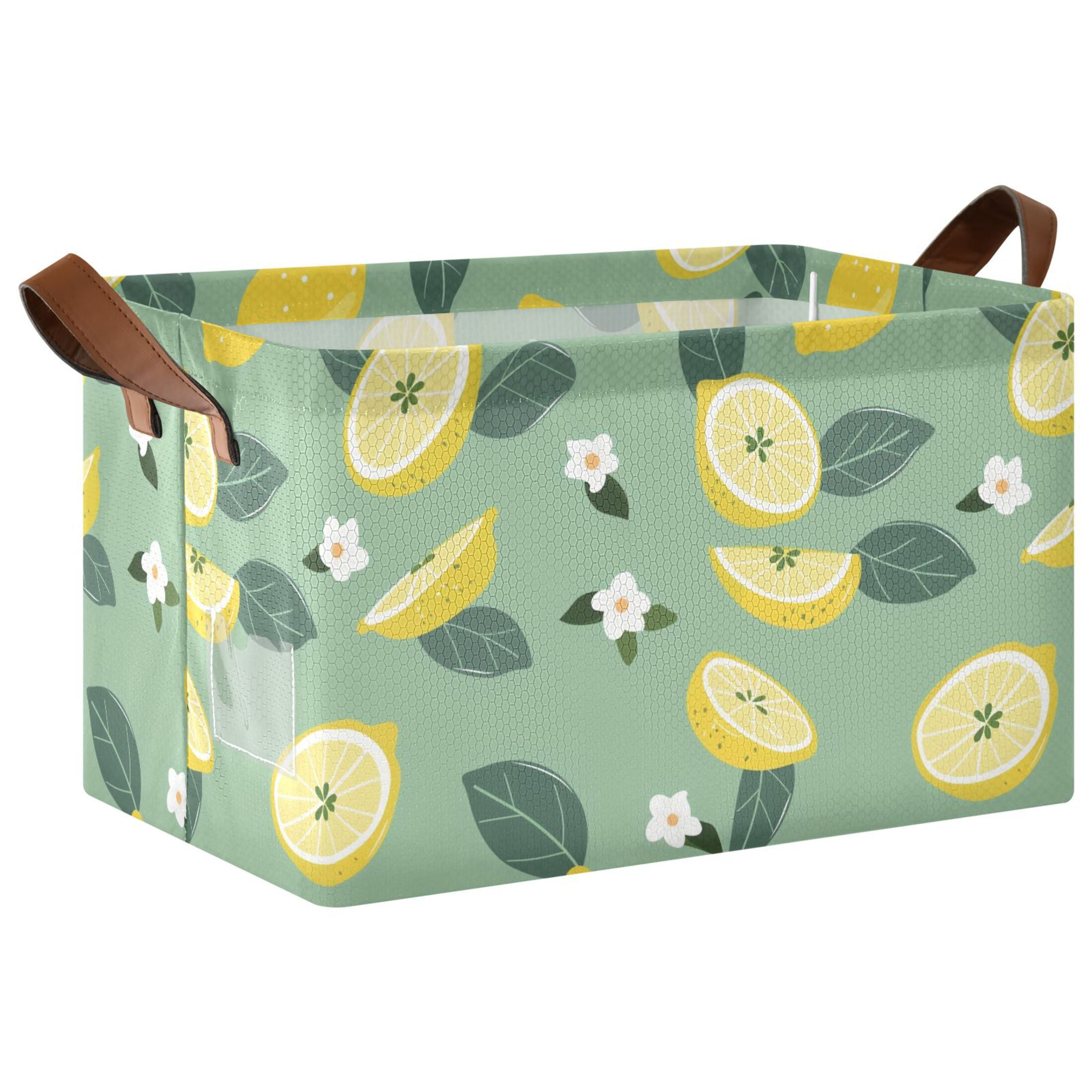 Lemon and Leaf Collapsible Storage Bins Fabric Shelf Baskets with ...