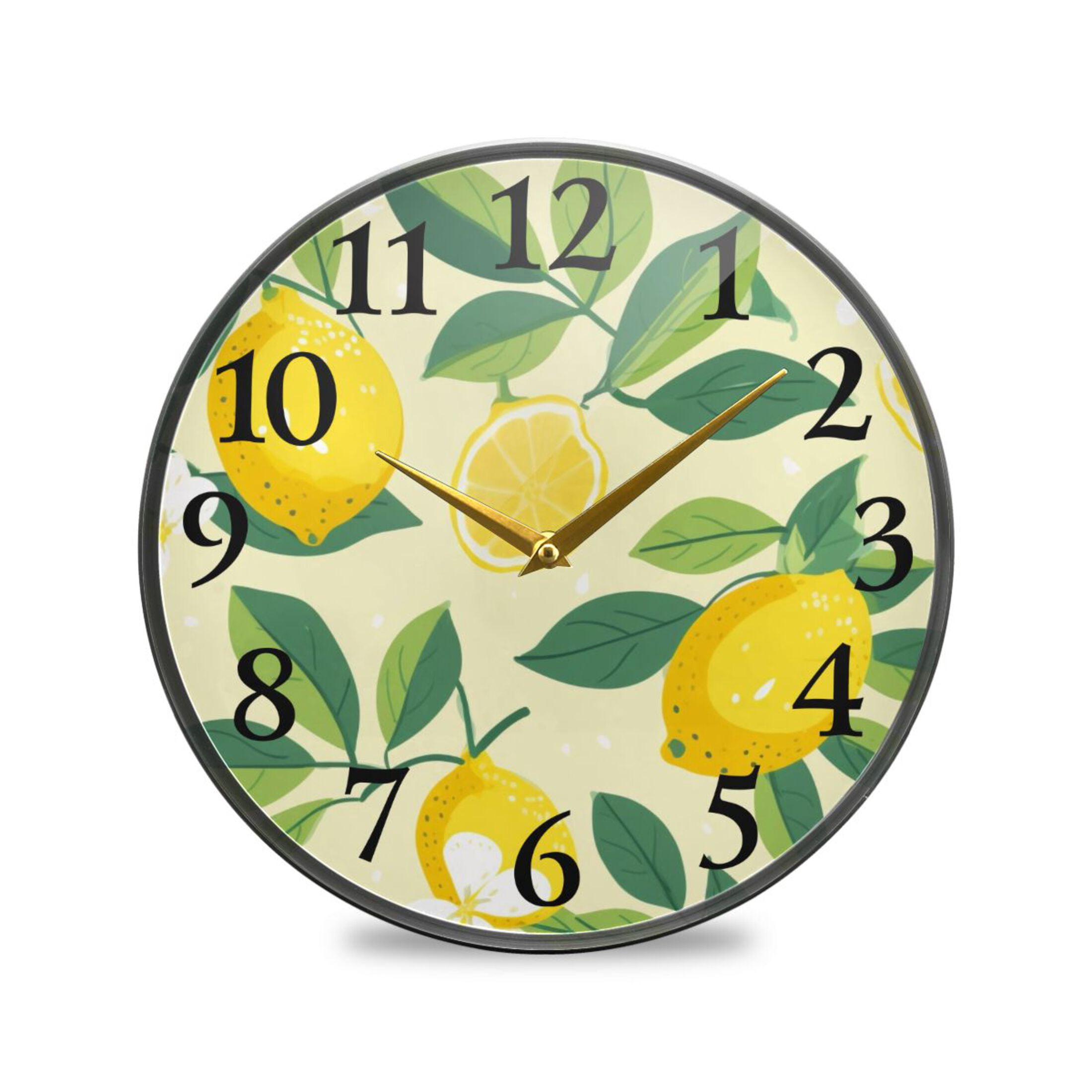 Lemon and Leaf Wall Clocks Battery Operated 9.5 Inch Round Clock ...