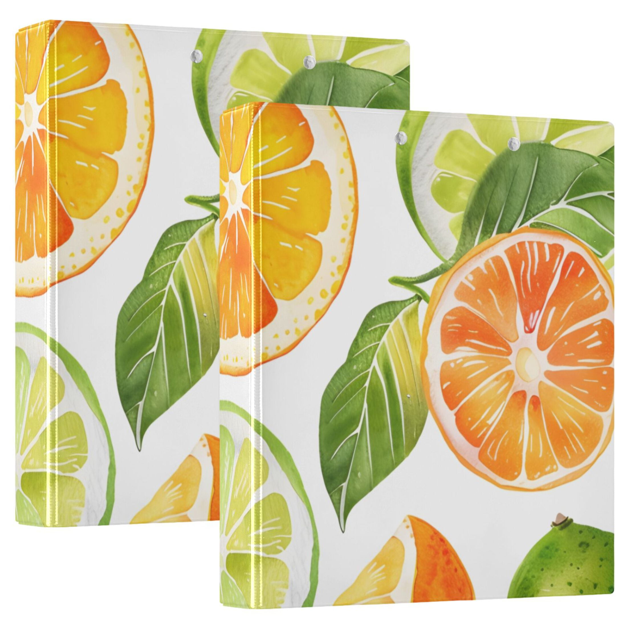 Lemon and Orange 3 Ring Binders 1.5 inch Hardcover File Folders with ...