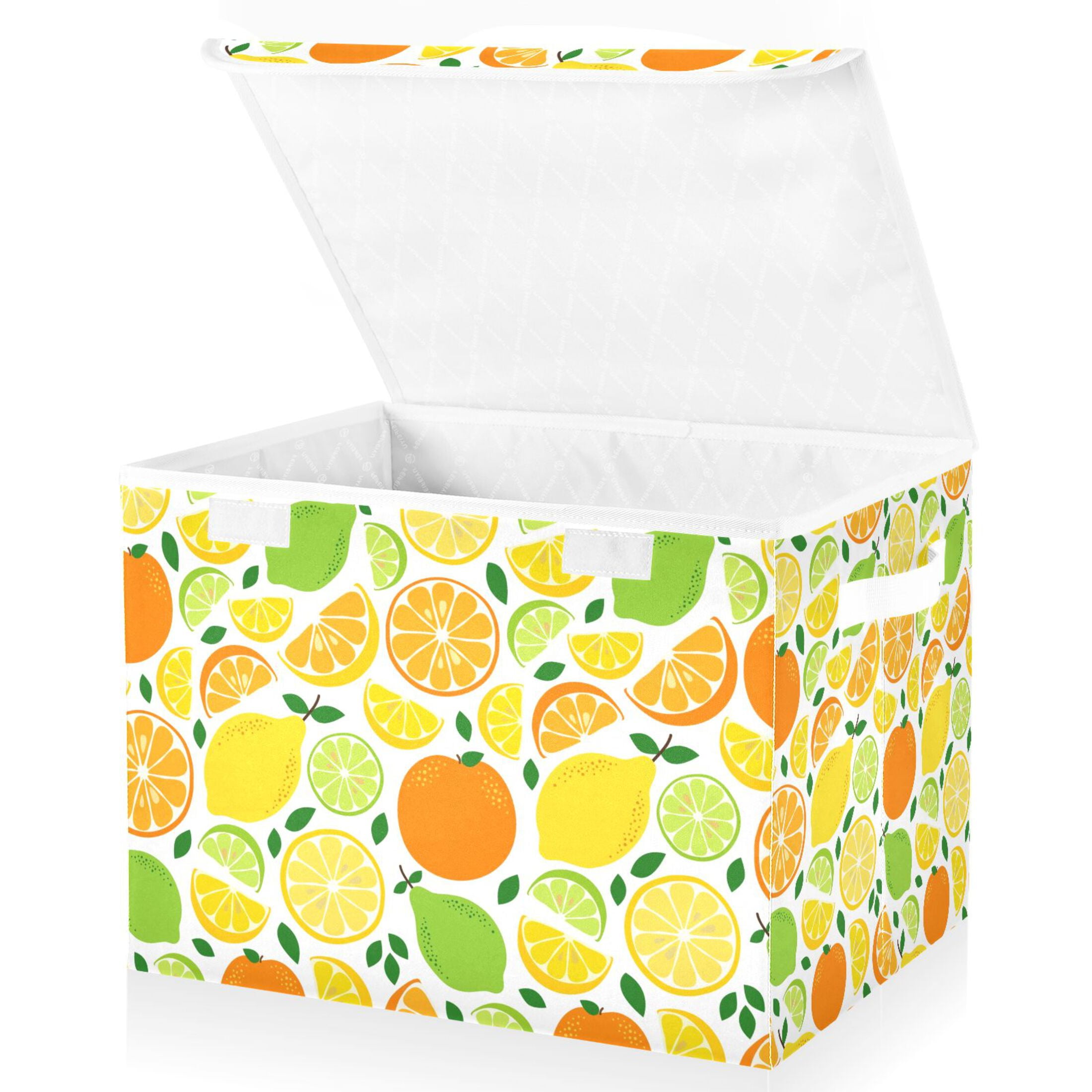 Lemon and Orange Large Lidded Storage Bin Foldable Storage Boxes Cubes ...