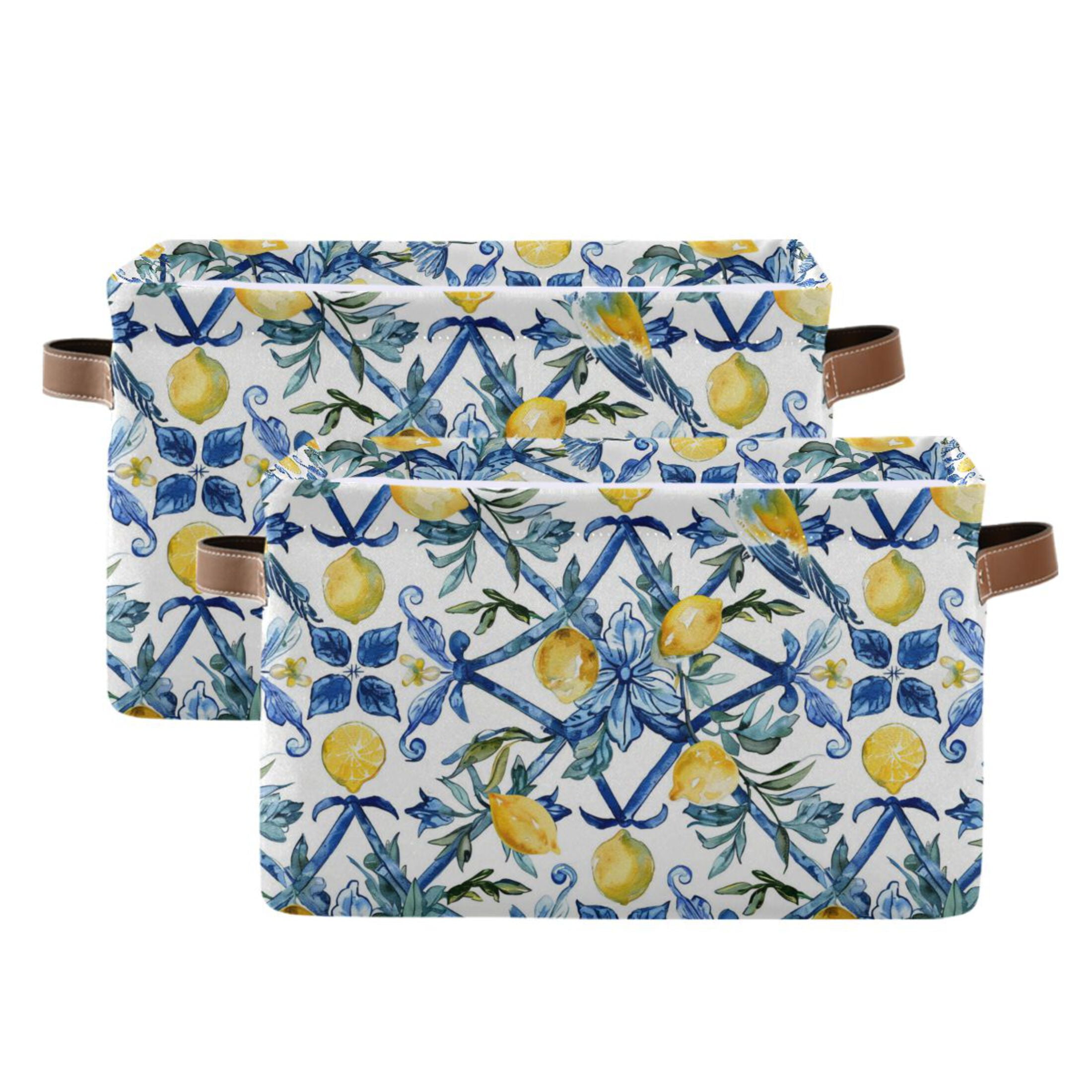 Lemon and Plant Storage Bins with Handle Fabric Organizer Basket ...