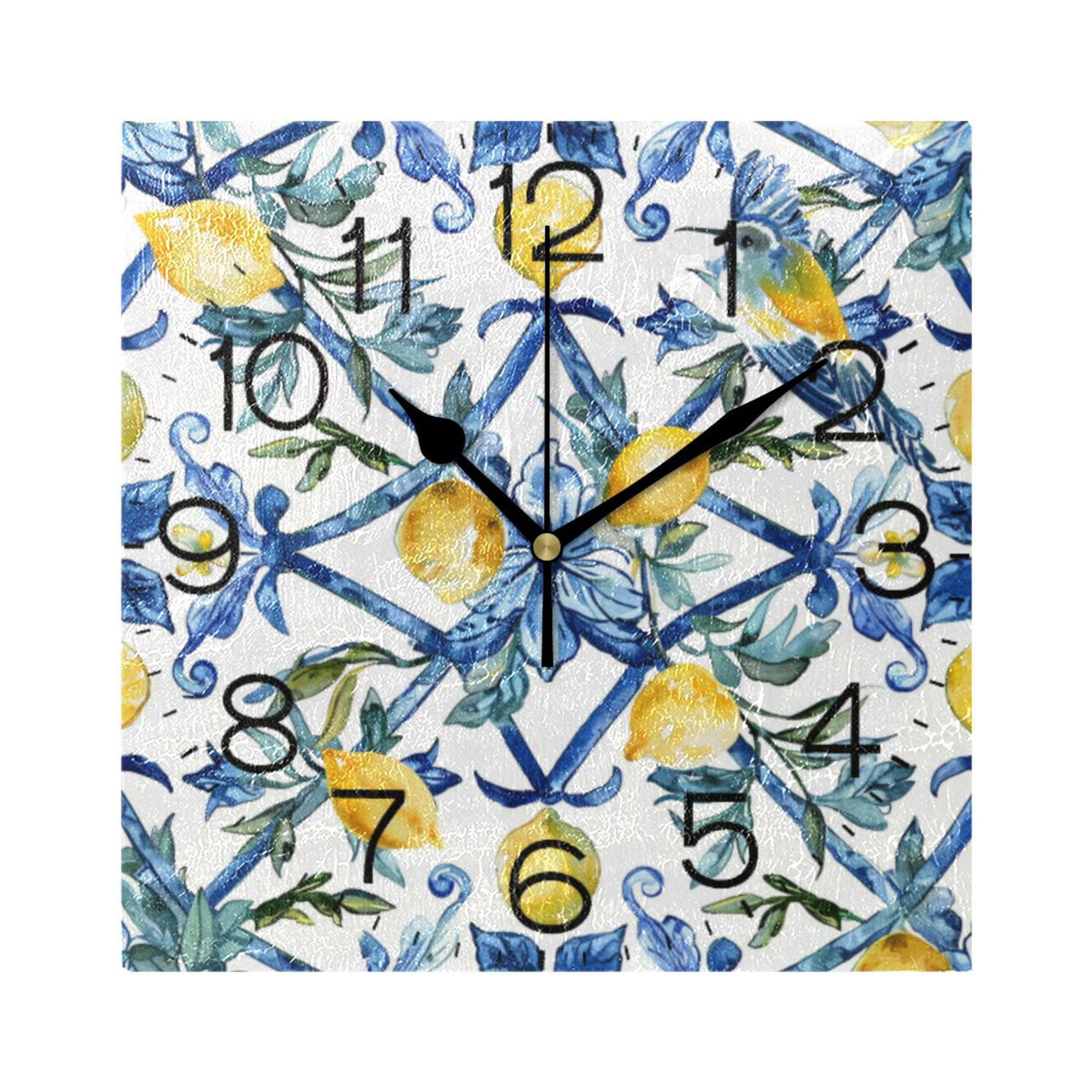 Lemon and Plant Wall Clock 7.78" Non-Ticking Silent Battery Operated ...