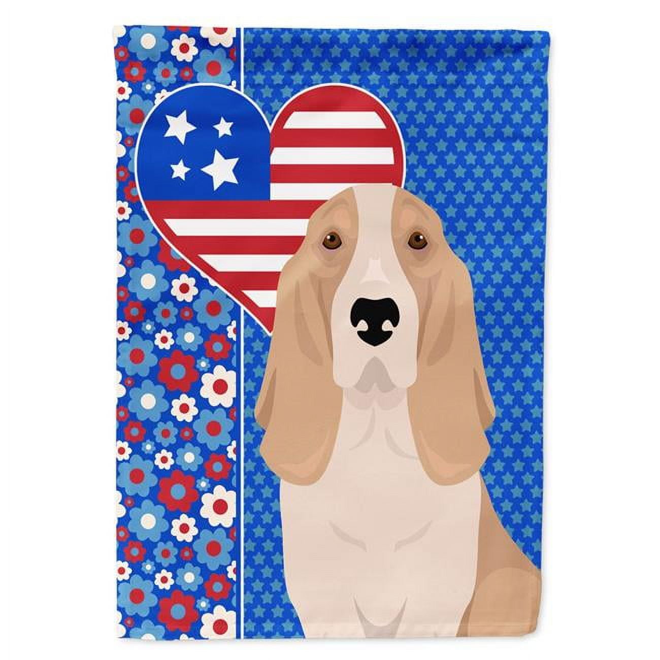 Lemon and White Tricolor Basset Hound USA American Flag Canvas House ...