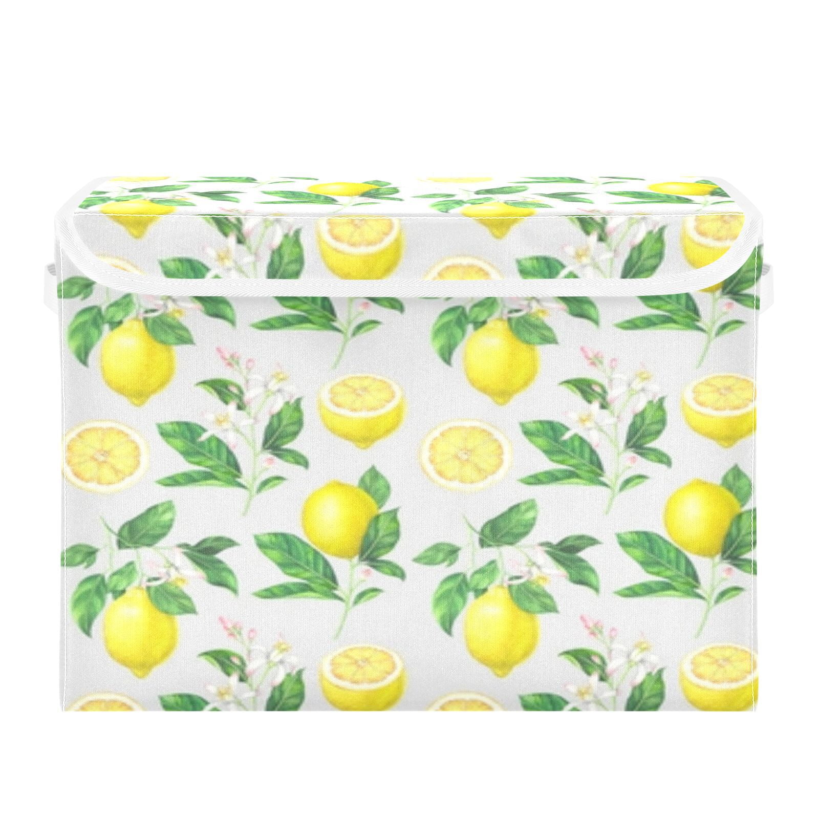 Lemon blossom pattern background repeat Storage Cubes with Lid Fabric ...