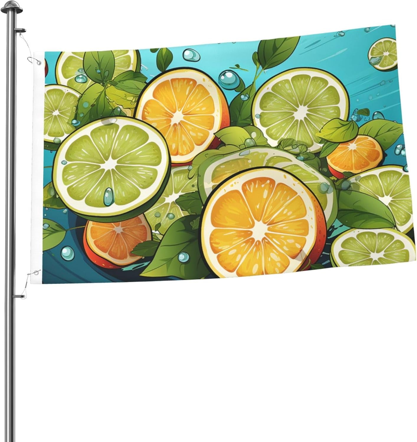 Lemon slices on green background Garden Flags Holiday Banner with Brass ...