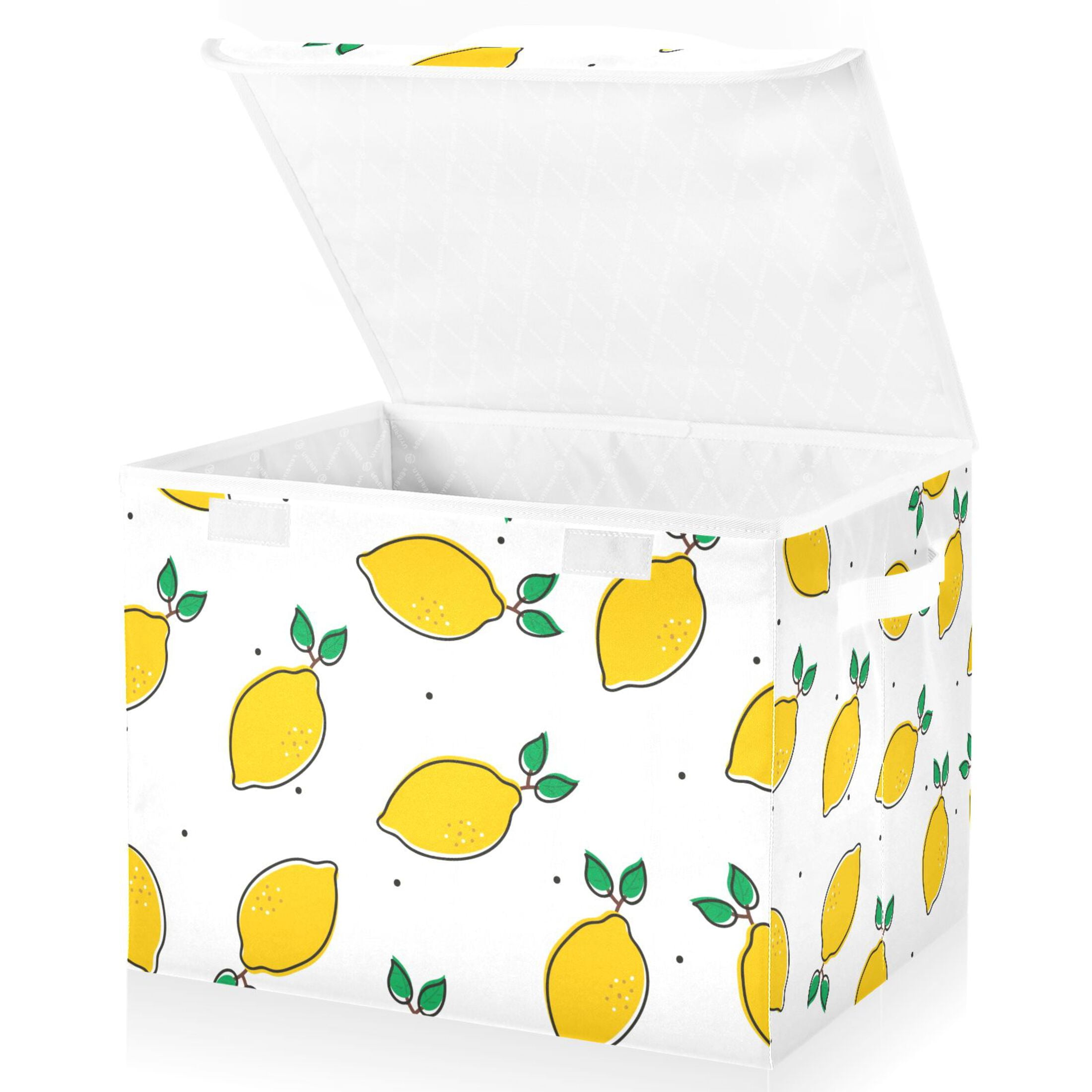 Lemon with Leaves Large Lidded Storage Bin Foldable Storage Boxes Cubes ...