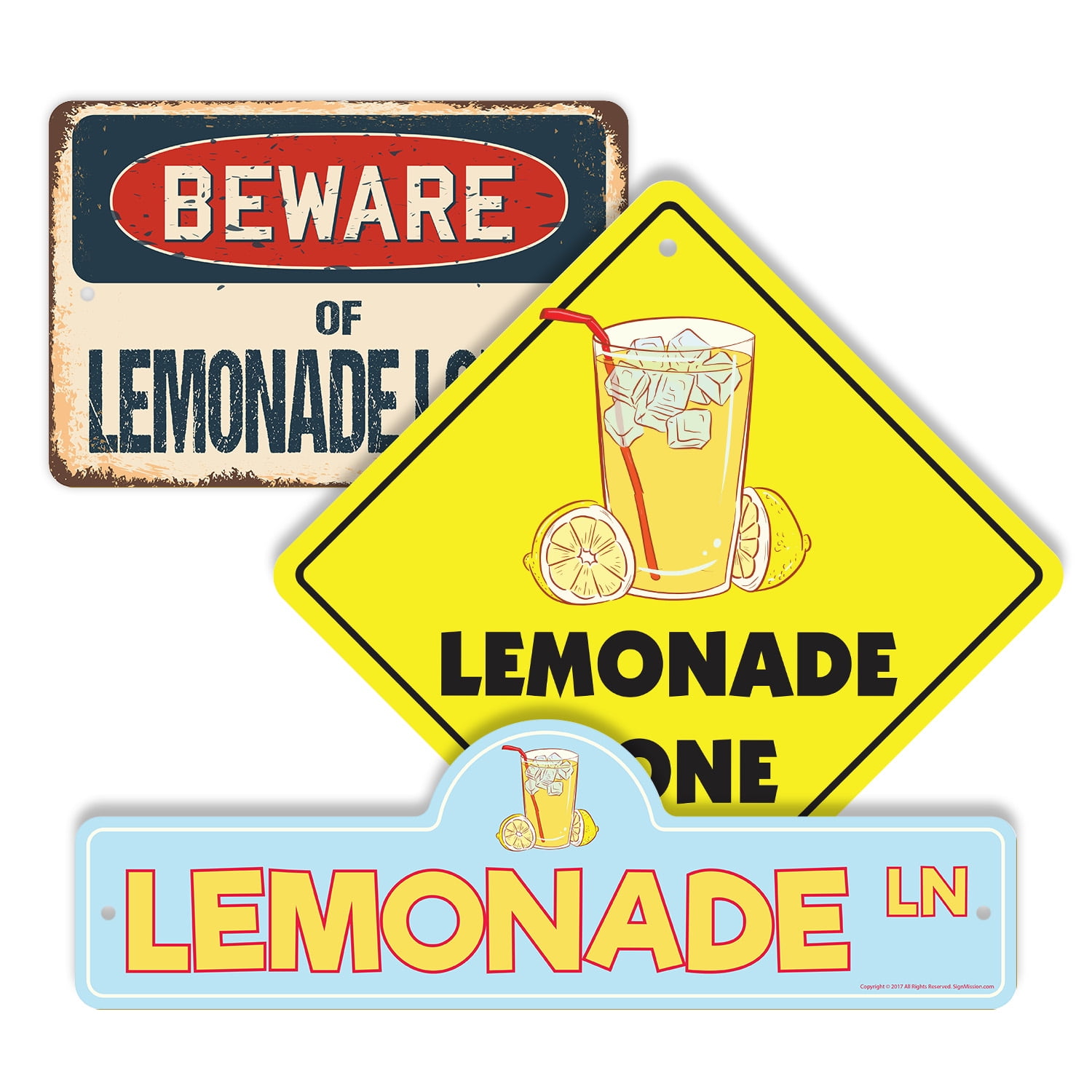 Lemonade (3 Pack) Plastic Street Sign Crossing Sign Warning Sign ...