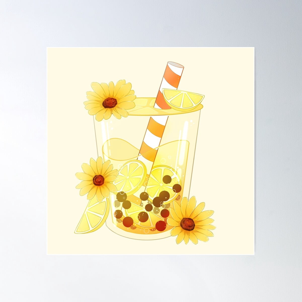 Lemonade Bubble Tea Poster Wall Art, Modern Wall Decor For Living Room ...
