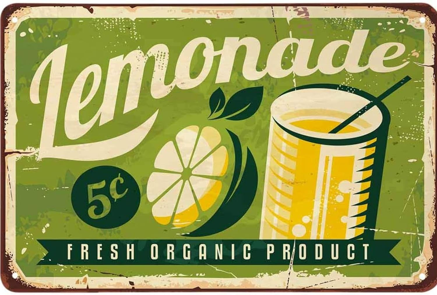 Lemonade Tin Sign Fresh Fruit Drinks Lemon Bubbles Vintage Metal Tin ...