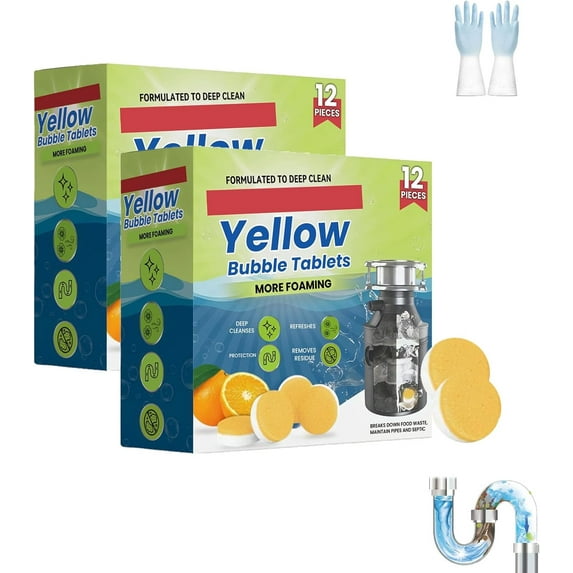 Lemonblast Drain Cleaner Tablets, Powerful Lemon Blast Yellow Bubble ...