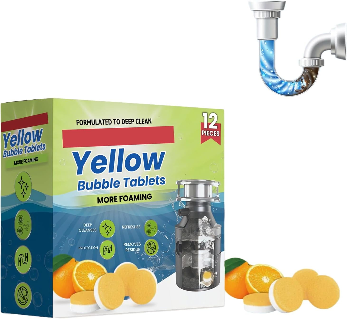 Lemonblast Drain Cleaner Tablets, Yellow Bubble Tablets – Blockage ...
