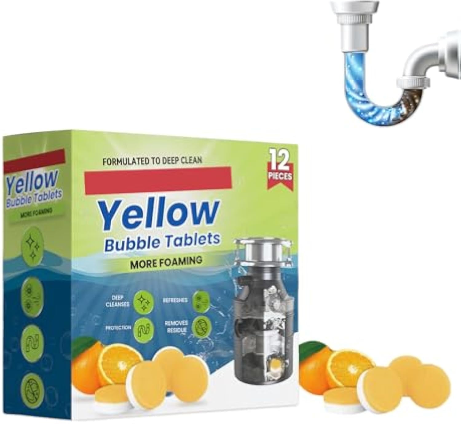 Lemonblast Drain Cleaner Tablets, Yellow Bubble Tablets – Blockage ...