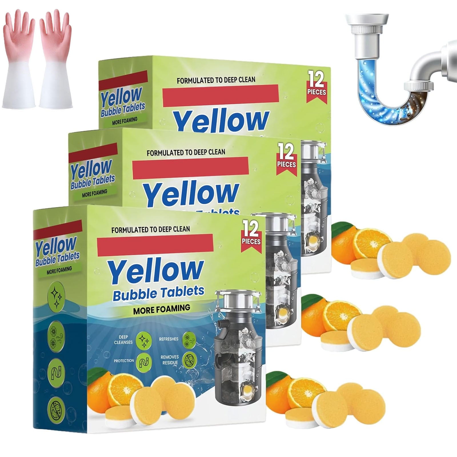 Lemonblast Drain Cleaner Tablets, Yellow Bubble Tablets – Blockage ...