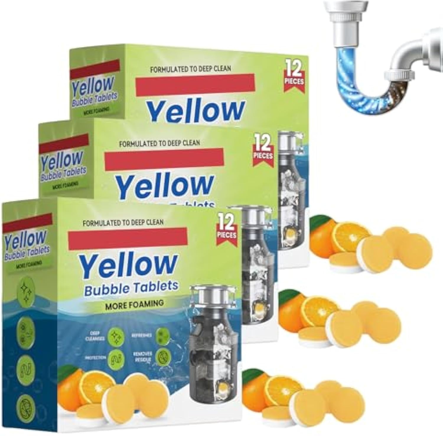 Lemonblast Drain Cleaner Tablets, Yellow Bubble Tablets – Blockage ...