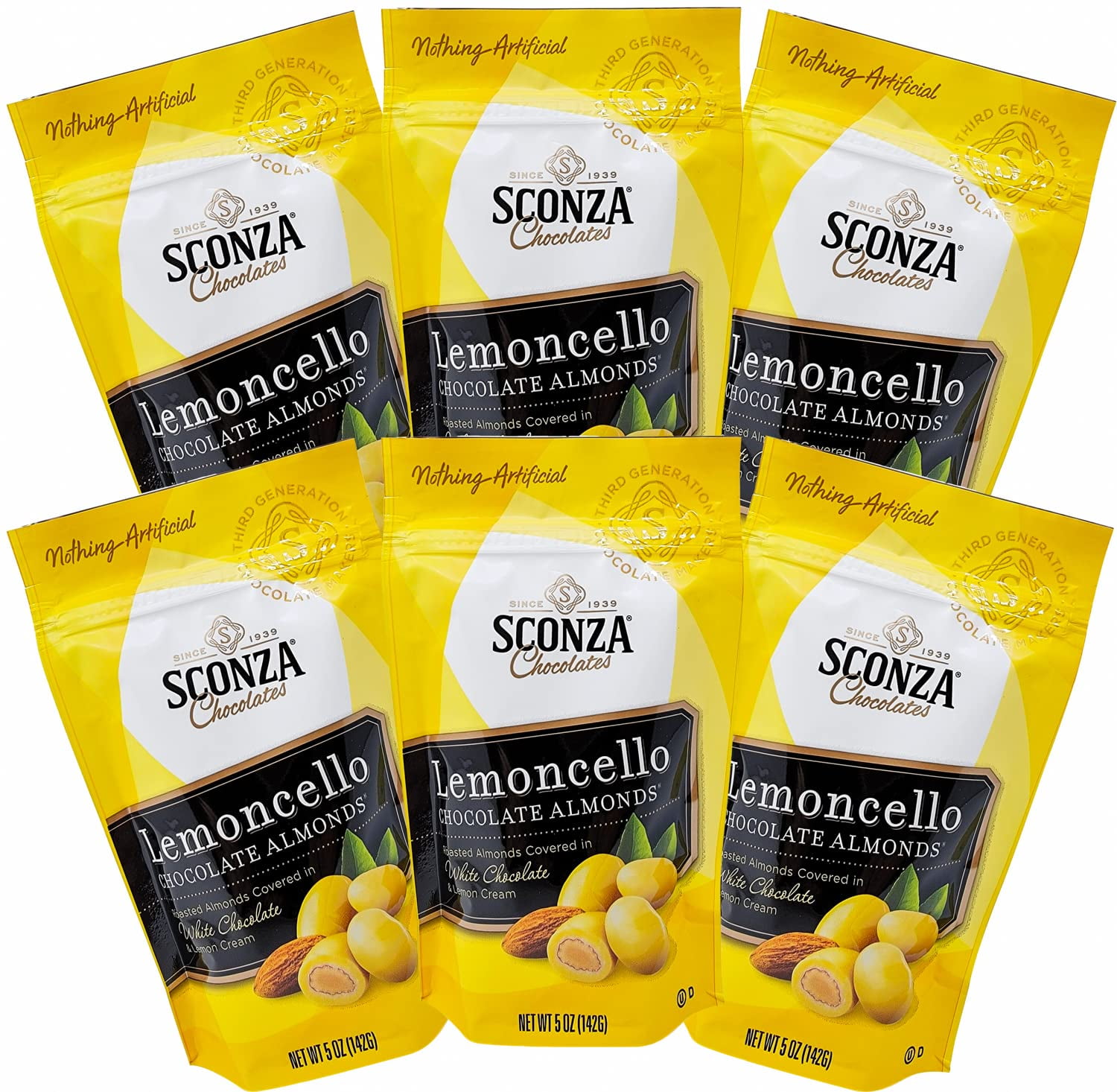 Lemoncello Chocolate Covered Almonds - By Sconza - Roasted Almond ...
