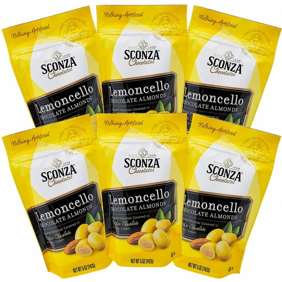 Lemoncello Chocolate Covered Almonds - By Sconza - Roasted Almond ...