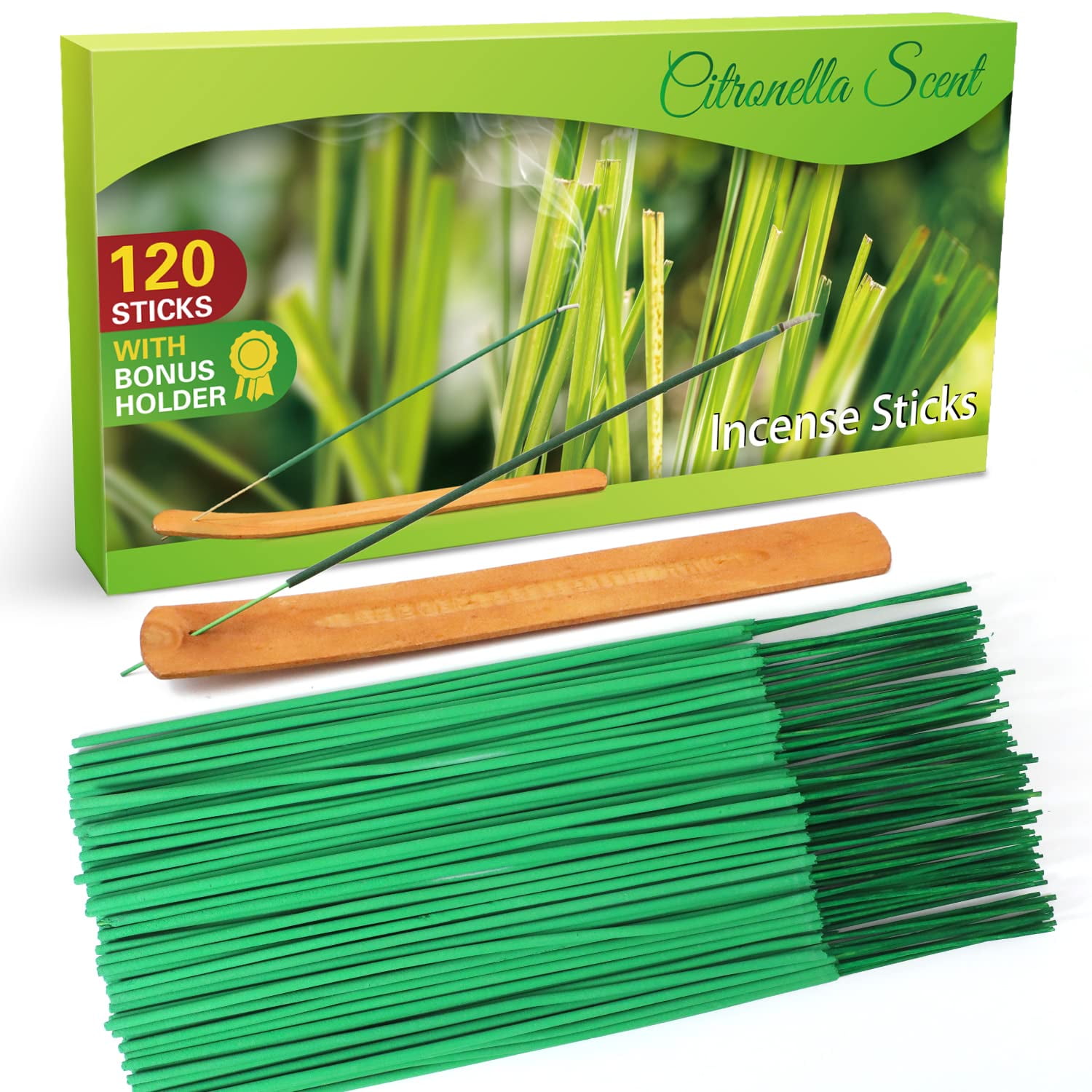 Lemongrass Citronella Incense Sticks, 120 Count Box with Holder ...