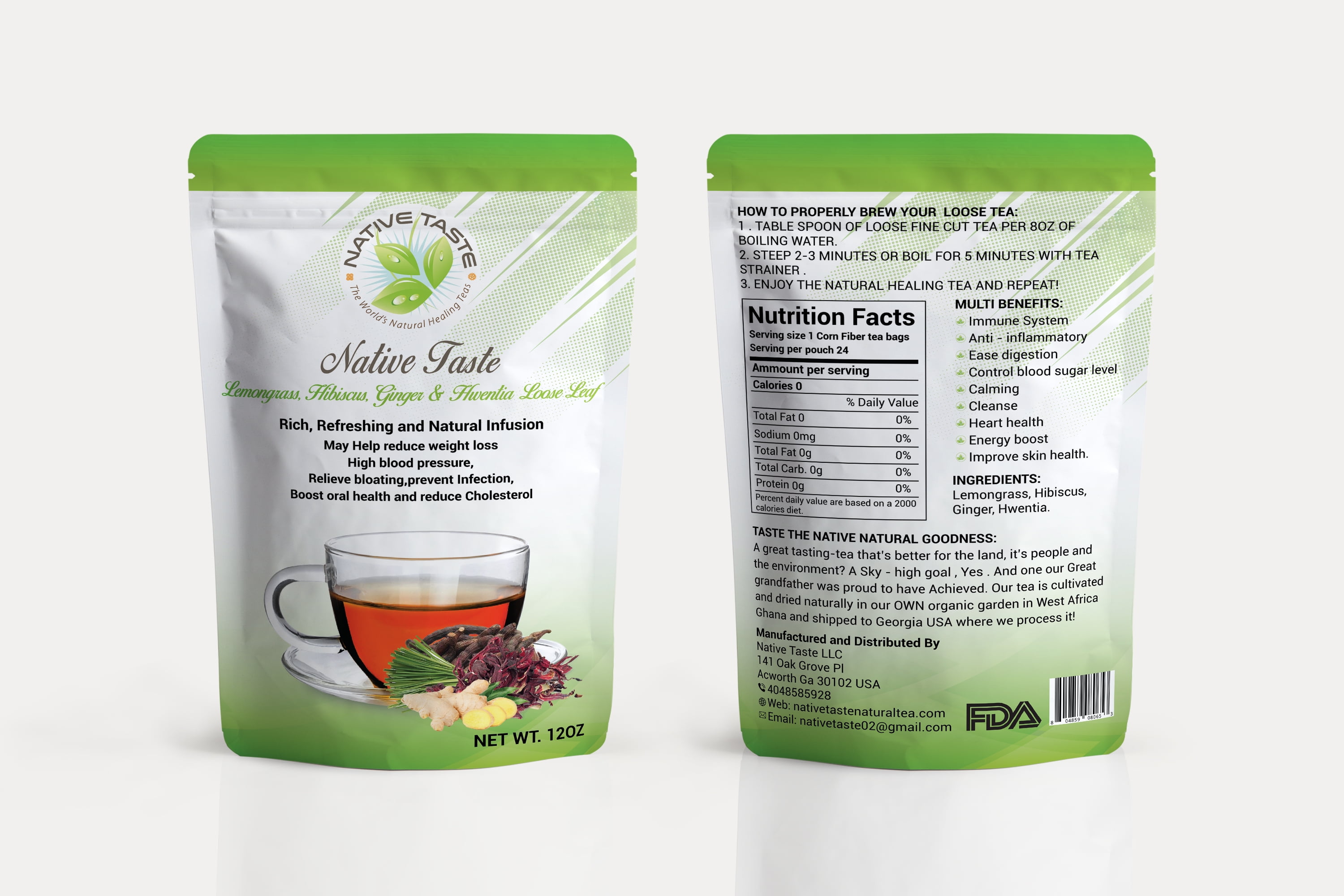 Lemongrass, Hibiscus, Ginger Loose Leaf Tea - 3oz - 100% Sun Dry Cut ...