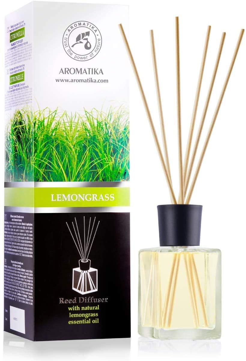 Lemongrass Reed Diffuser w/Natural Essential Lemongrass Oil 17 Fl Oz ...