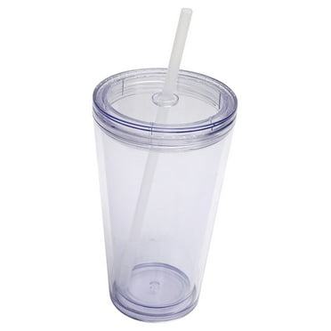1 Pcs Clear Acrylic Tumblers with Lids and Straw,20 oz Double Wall ...