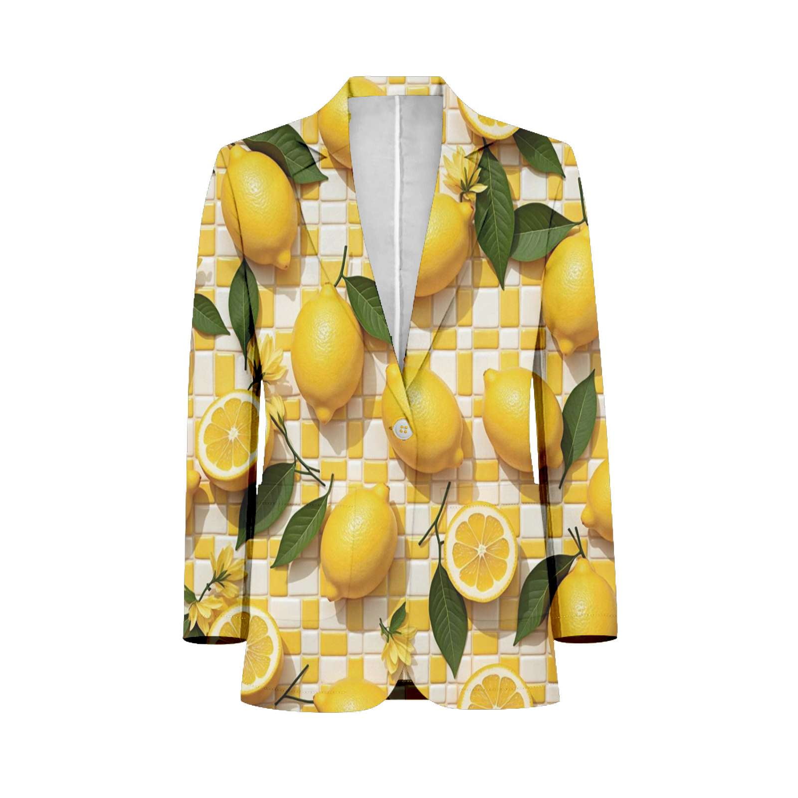 Lemons And Leaves Pattern Customized Men's Suits full man Shawl Collar ...