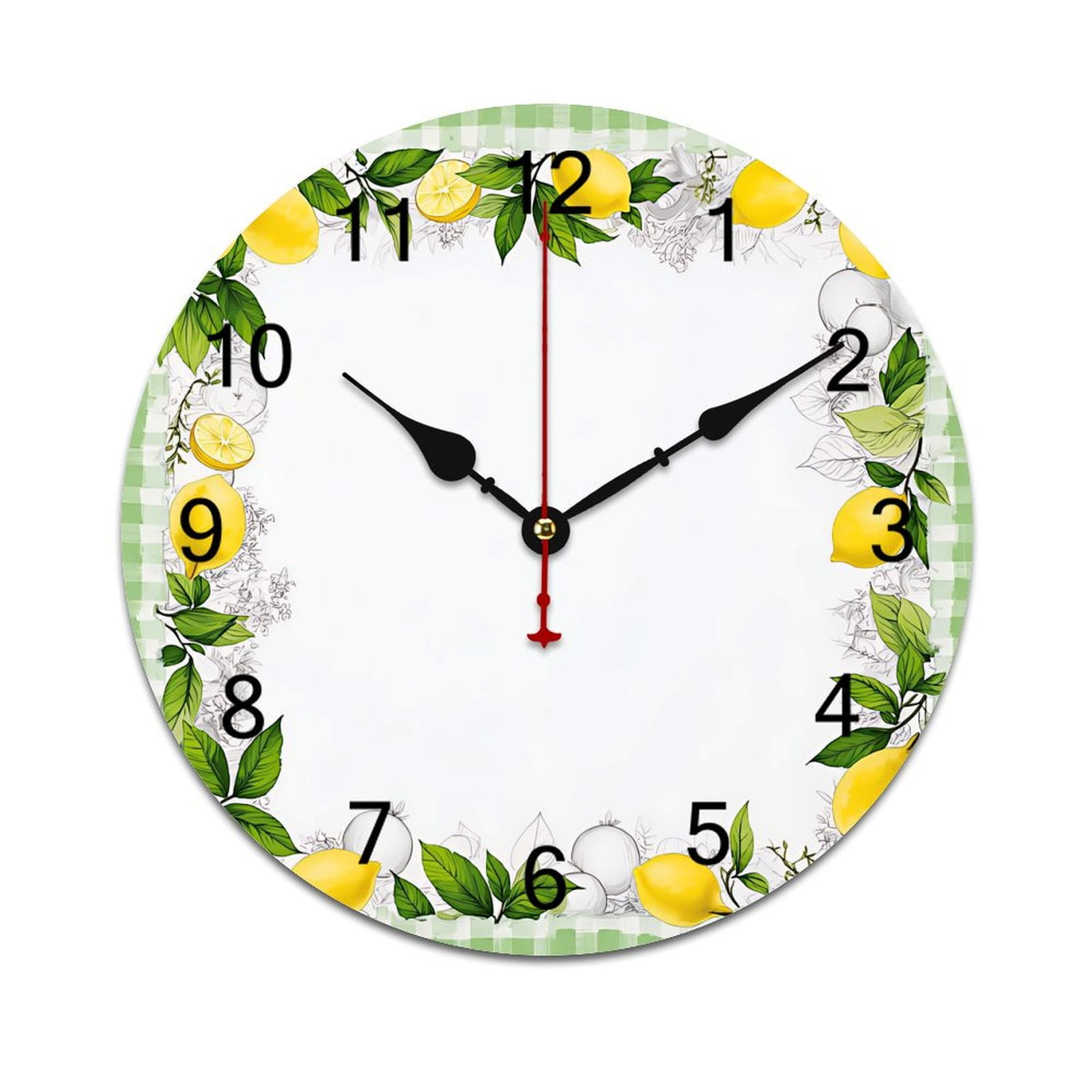 Lemons And Leaves Word Saying Big Wall Clock Home Decor Art Watch ...
