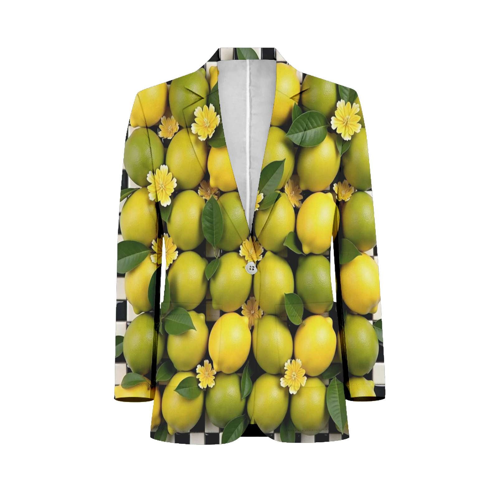 Lemons And Limes On Checkered Background Customized Men's Suits full ...