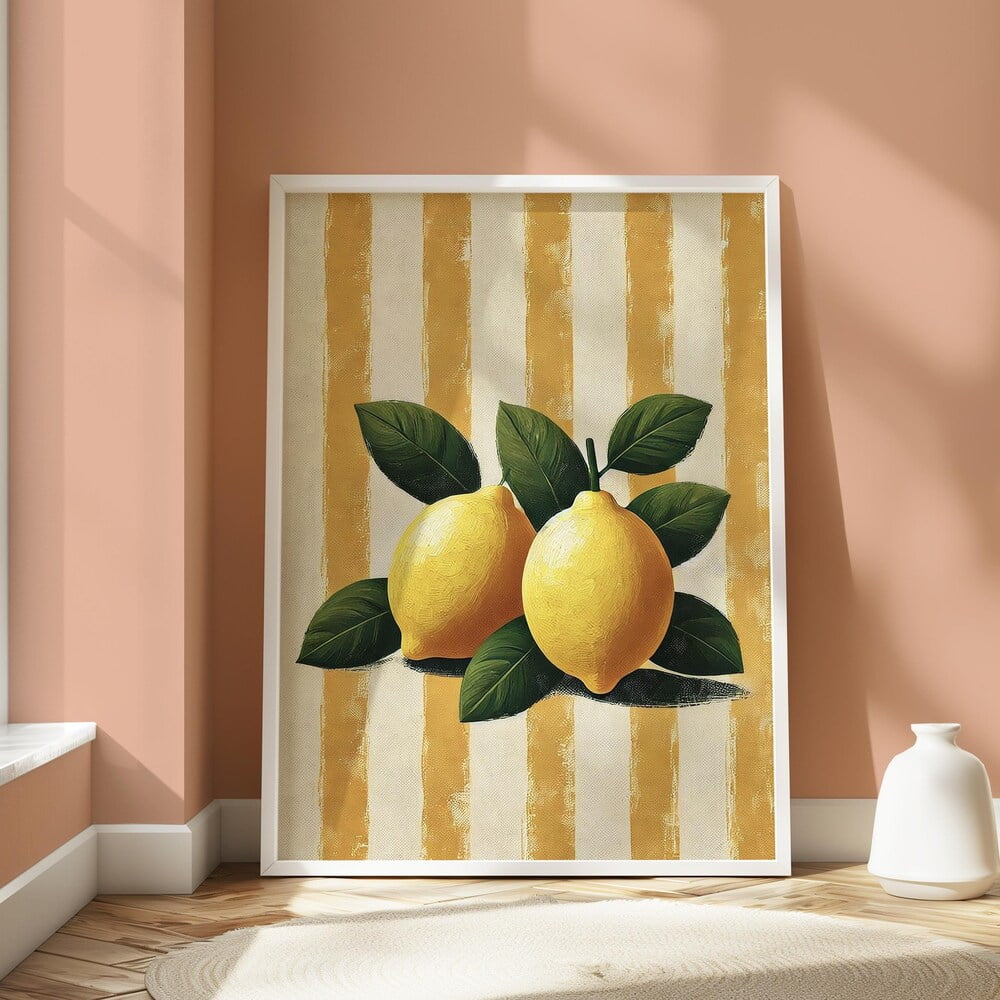 Lemons Art Print, Bar Cart Poster, Preppy Citrus Fruit Wall Art, Food ...