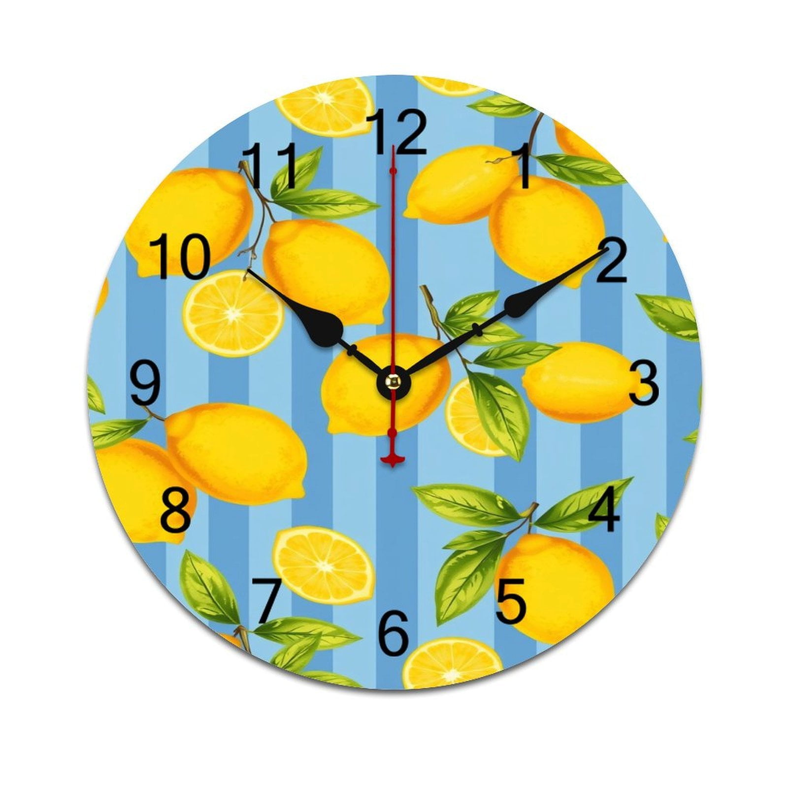 Lemons Blue Stripes Background Clocks Wall Home Decoration Teen Room ...
