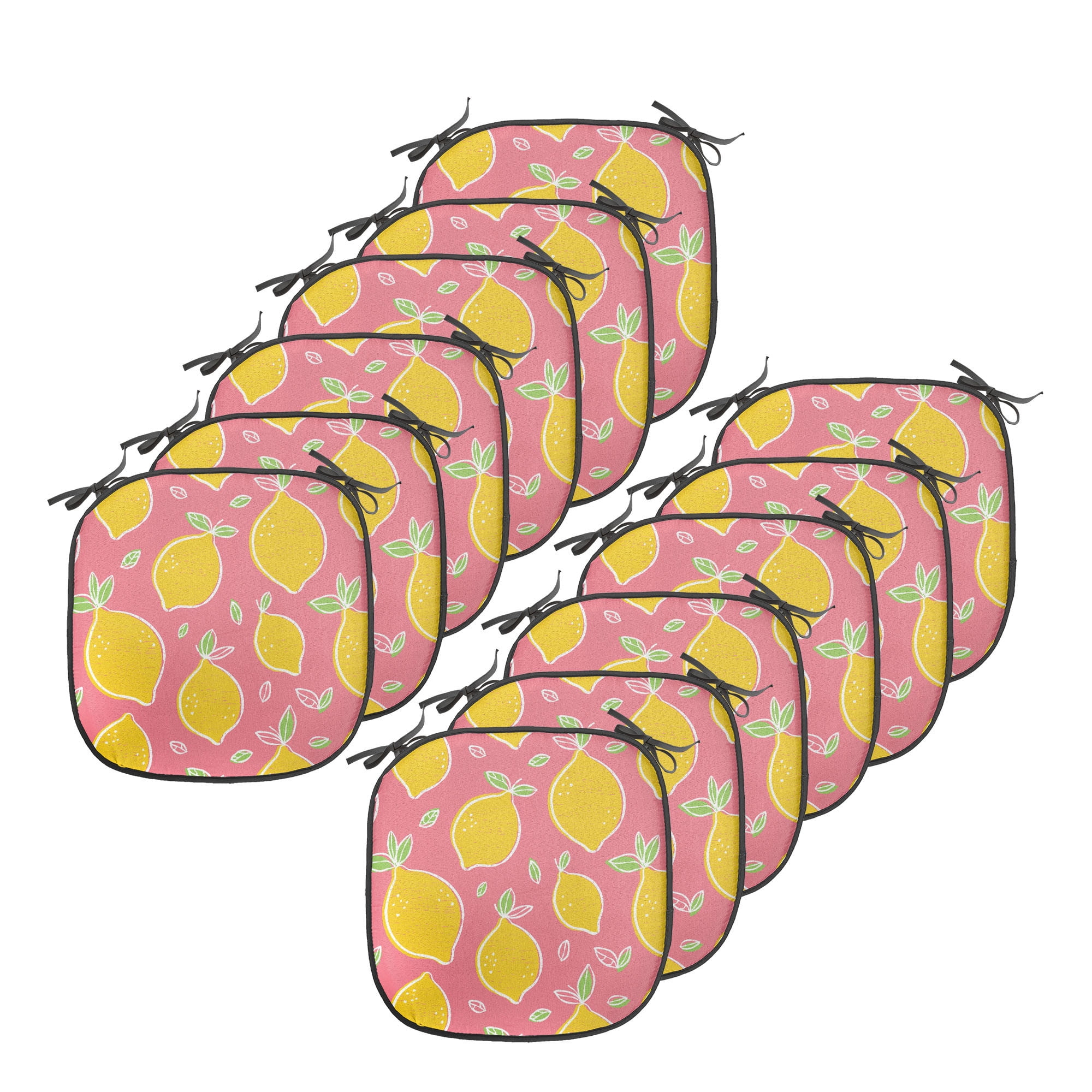 Lemons Chair Seating Cushion Set of 12, Sour and Juicy Fruit Repetitive ...