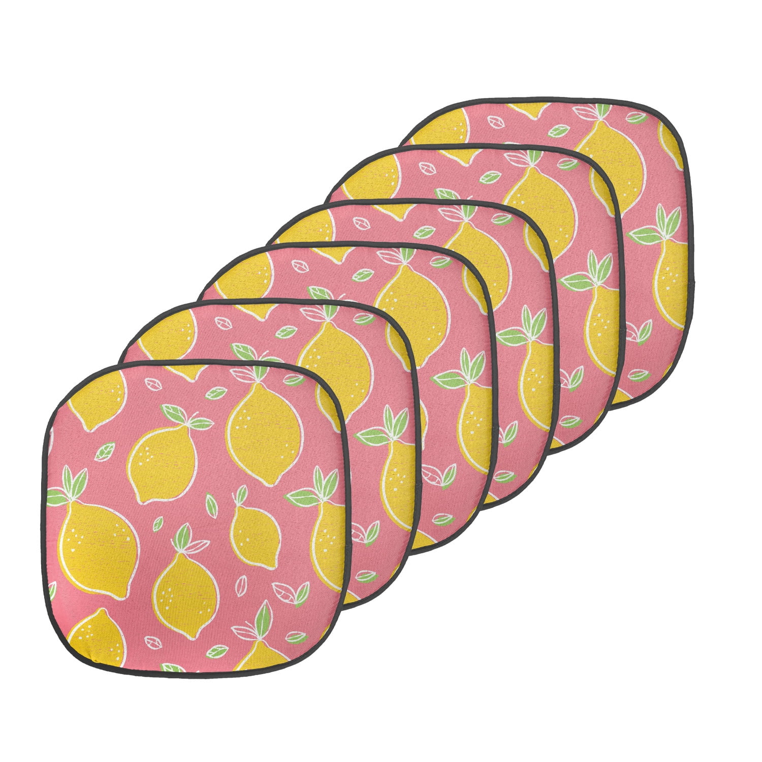 Lemons Chair Seating Cushion Set of 6, Sour and Juicy Fruit Repetitive ...
