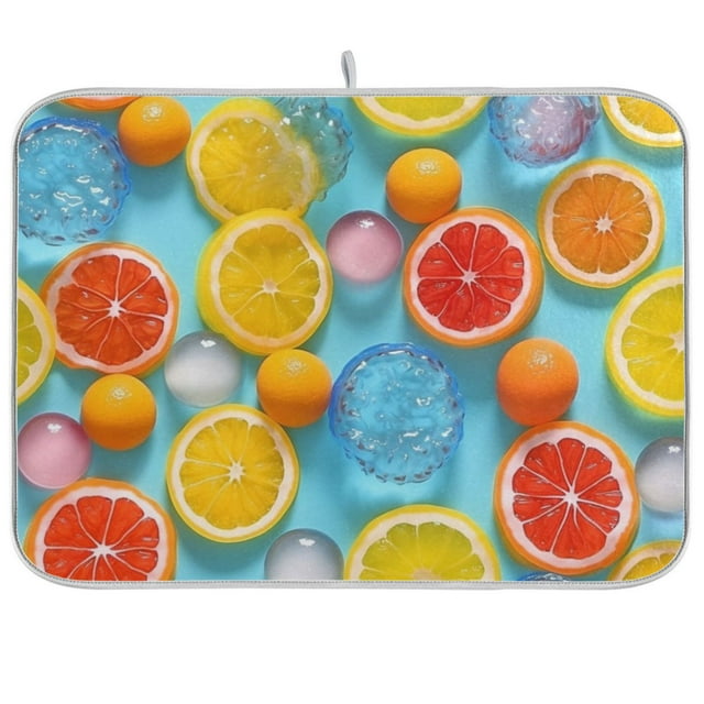 Lemons Dish Drying Mat Microfiber Kitchen Pad Large Counter Absorbent ...