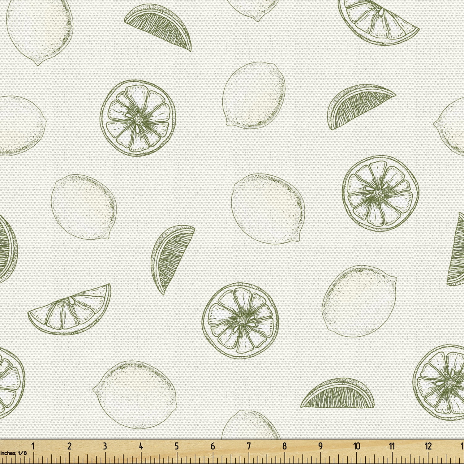 Lemons Fabric by the Yard, Kitchen Themed Citrus Fruits Sliced ...