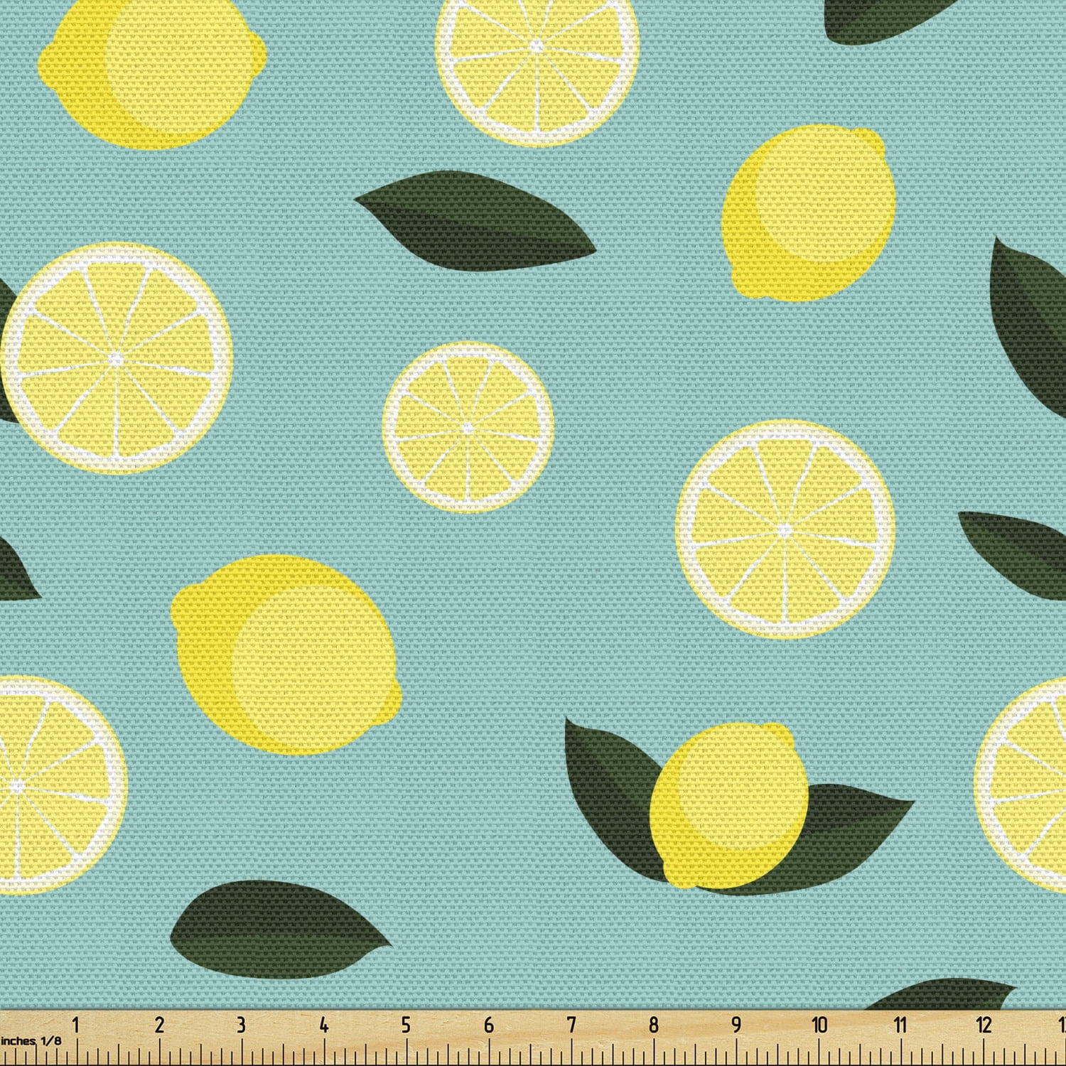 Ambesonne Lemons Fabric by the Yard Upholstery, Citrus Slices Rhythmic ...