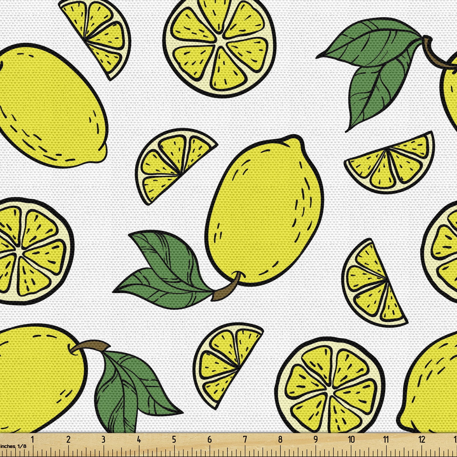 Ambesonne Lemons Fabric by the Yard Upholstery, Vivid Summer Citrus ...