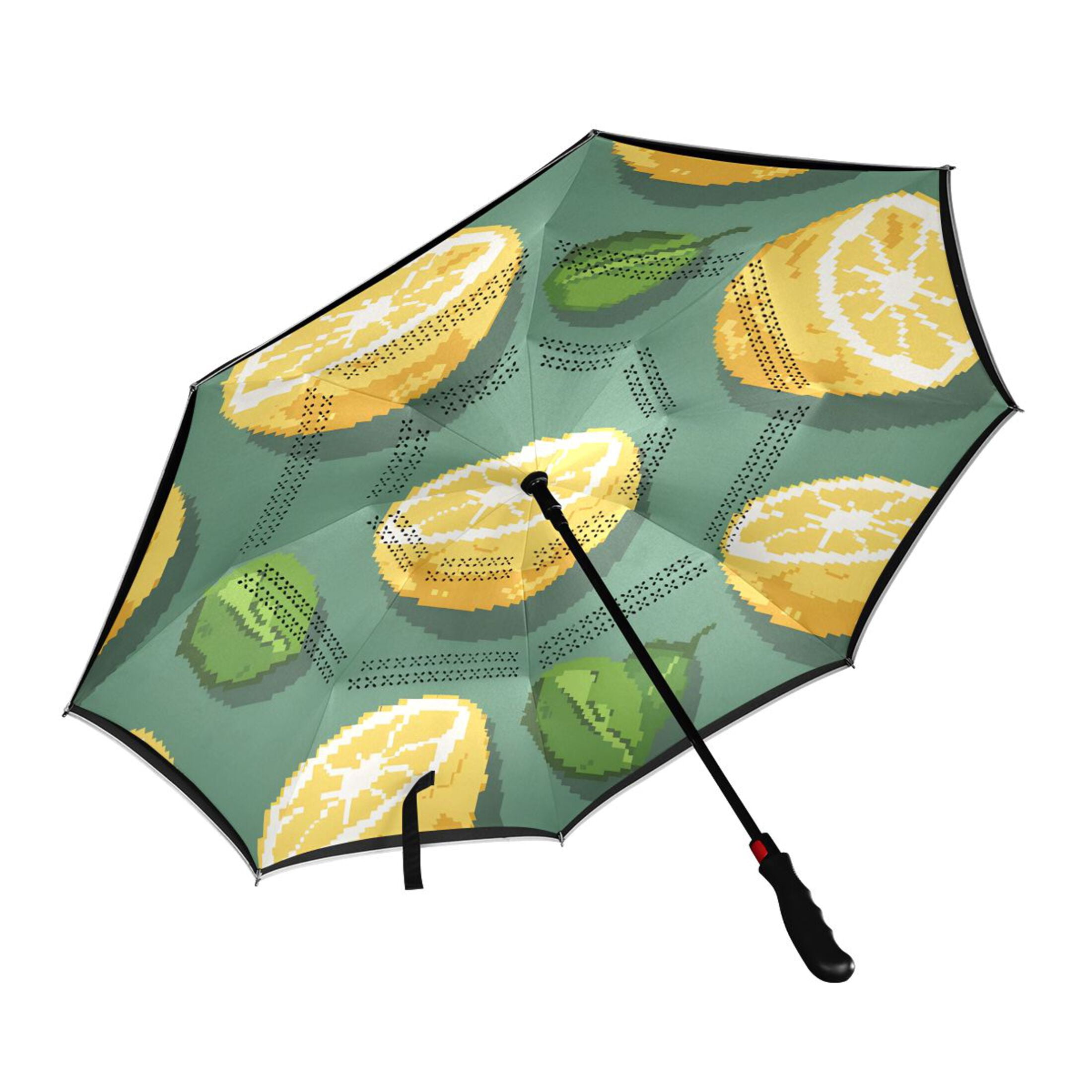 Lemons Leaves Pixel Style Automatic Reverse Umbrella Parasol Inverted ...