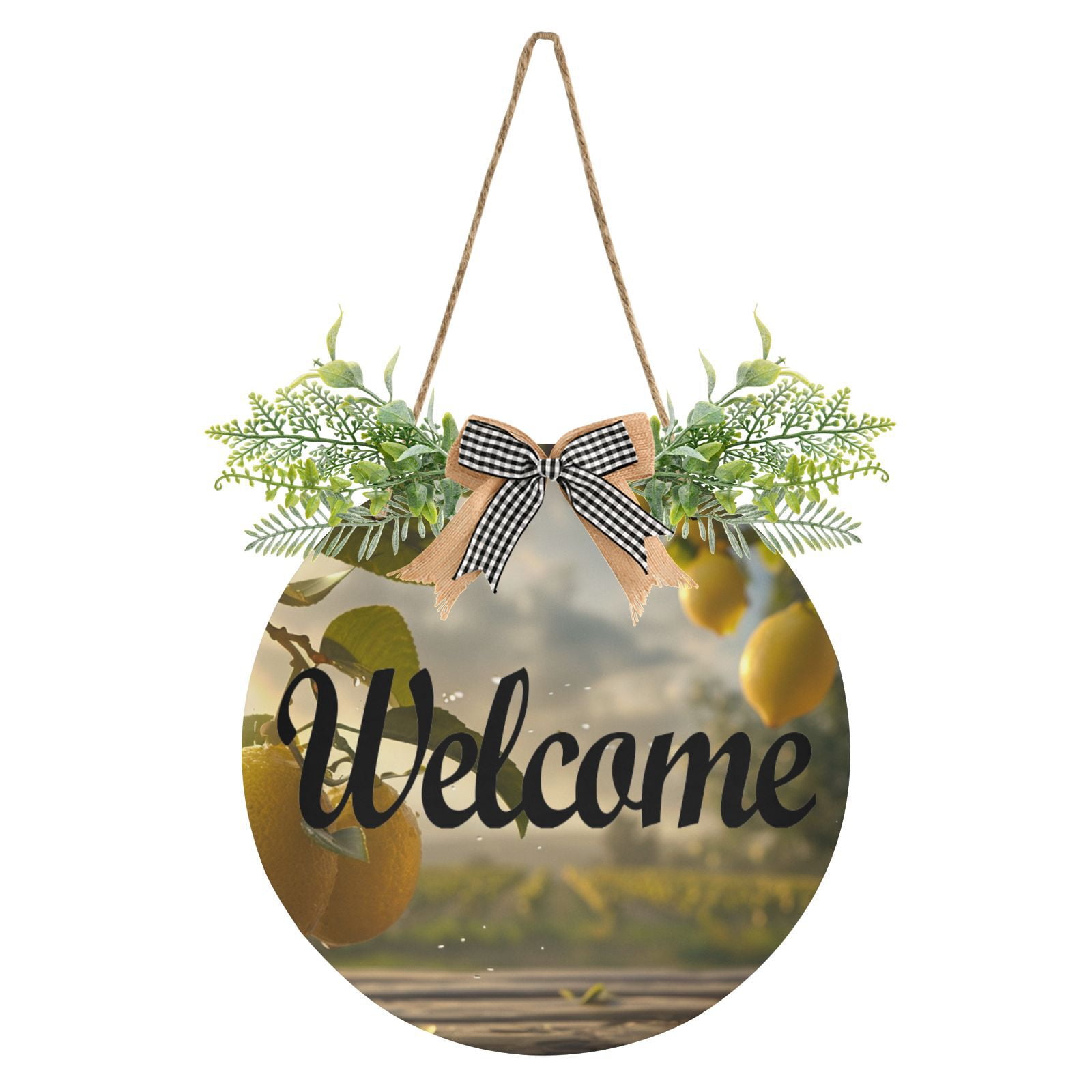 Lemons Leaves Sunlight Welcome Sign for Front Door Wreath Door Sign for ...