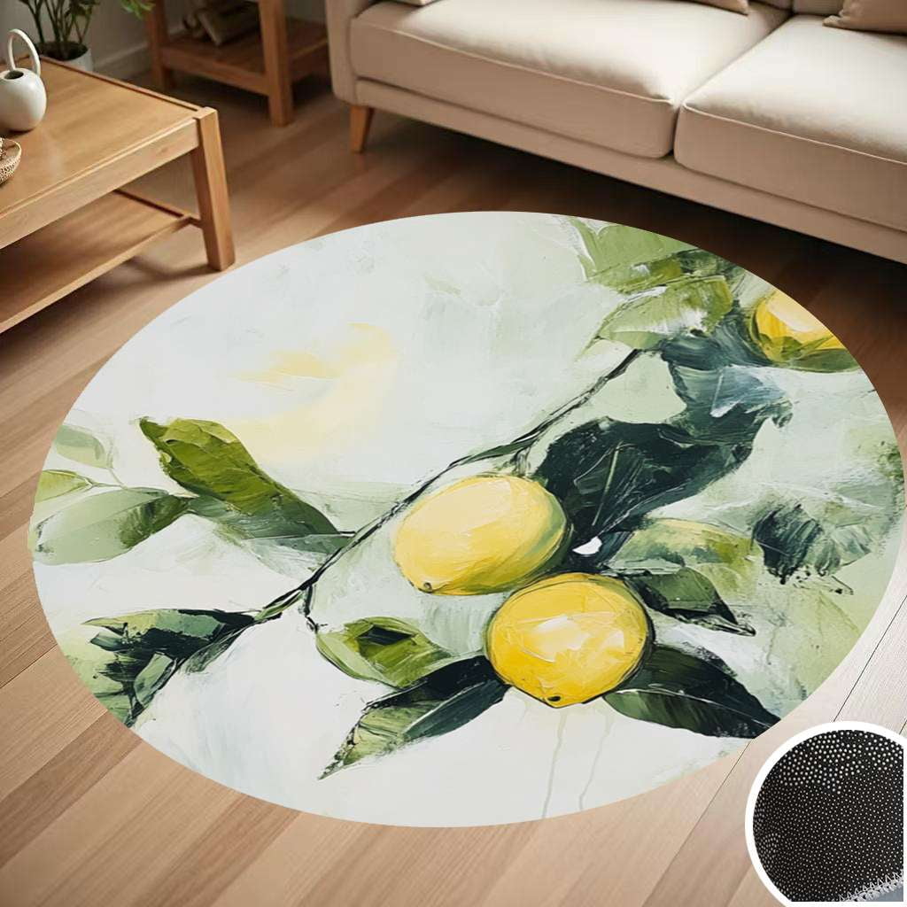 Lemons On Branch Round Carpet Living Room Bedroom Home Decoration ...