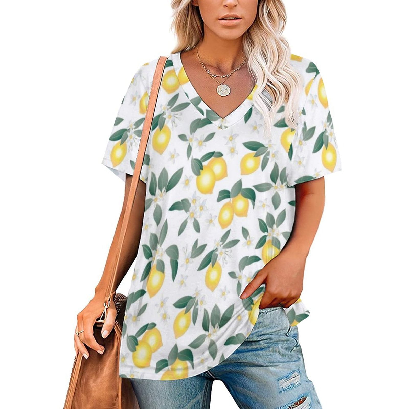 Lemons On White Sexy And Club Fashion Female T-Shirt Short Sleeve Off ...