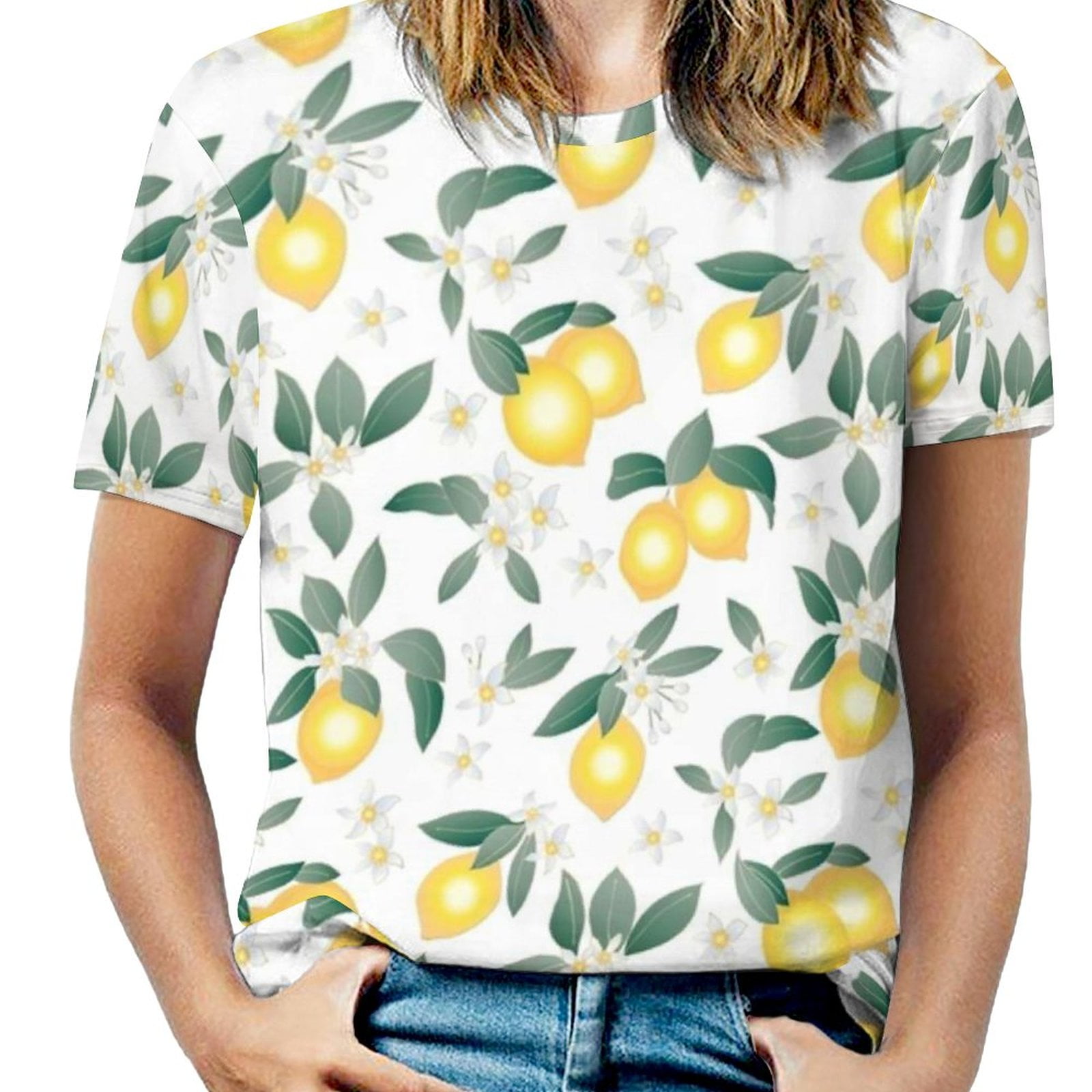 Lemons On White Sexy And Club Fashion Female T-Shirt Short Sleeve Off ...