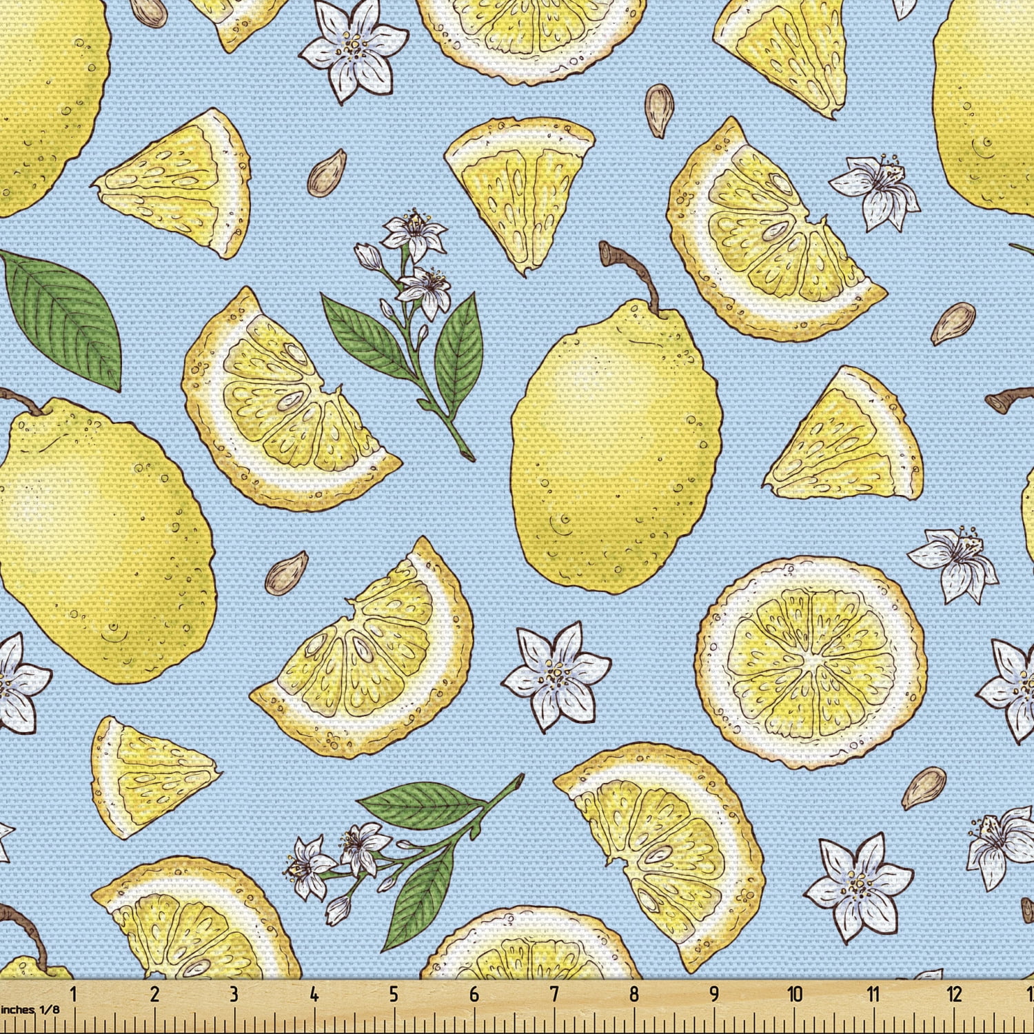 Lemons Sofa Upholstery Fabric by the Yard, Colorful Citrus Floral ...