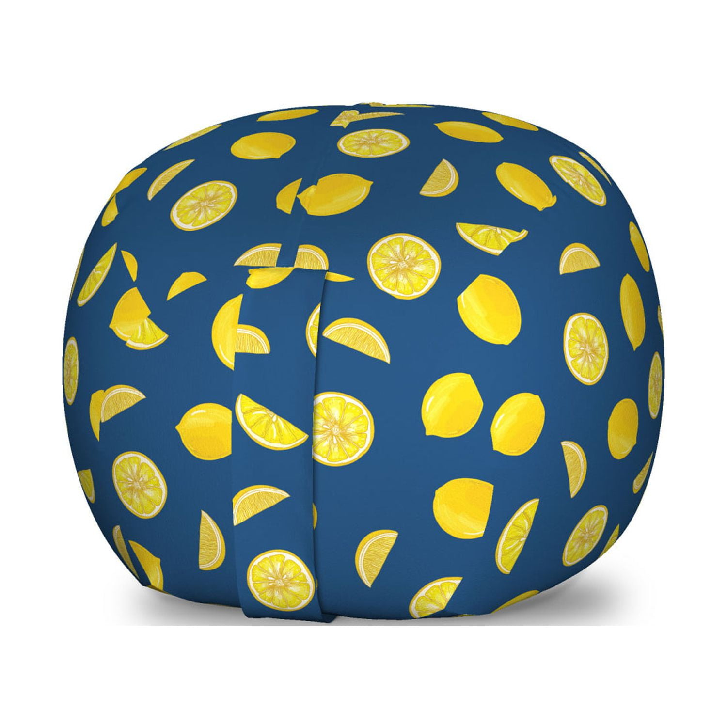Lemons Storage Toy Bag Chair, Sliced Citrus Hand Drawn Graphic on ...