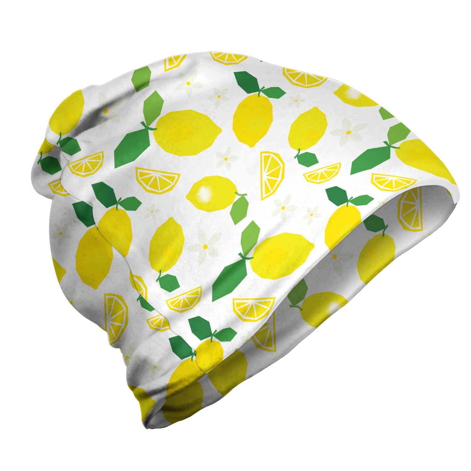 Lemons Unisex Beanie, Citrus Leaves Flower Graphic, Hiking Outdoors ...