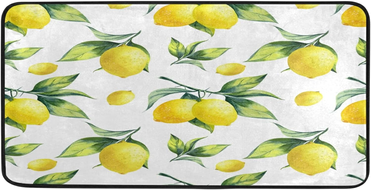 Lemons Yellow Kitchen Rugs Summer Fruits Bath Mat for Bathroom ...