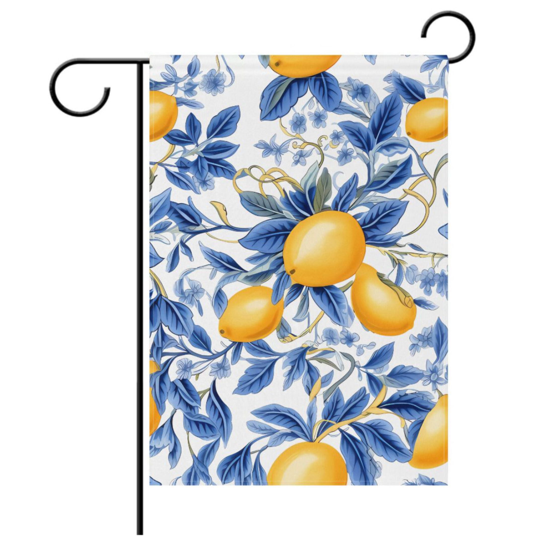 Lemons and Blue Leaves Garden Flag House Banner Double Sided Outdoor ...