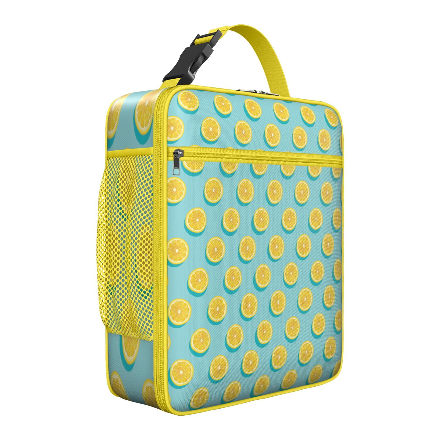 Lemons and Flowers Lunch Bag – Yellow Fruit Pattern Fresh Floral Cute I ...